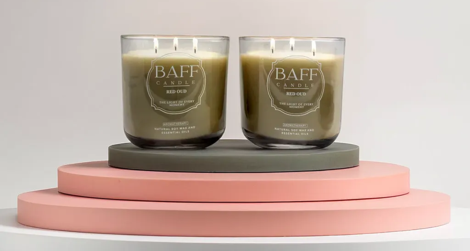 Red Oud Soy Wax Luxury Candle (Three Wick) - Baff Candle