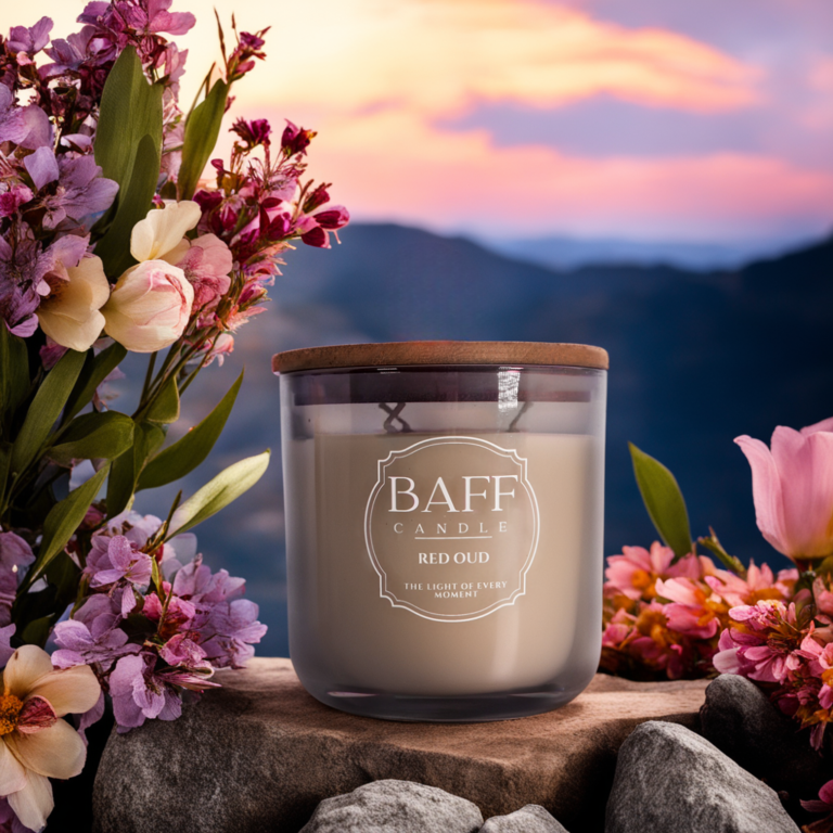 Red Oud Soy Wax Luxury Candle (Three Wick) - Baff Candle