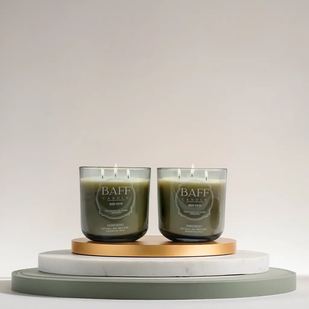 Red Oud Soy Wax Luxury Candle (Three Wick) - Baff Candle